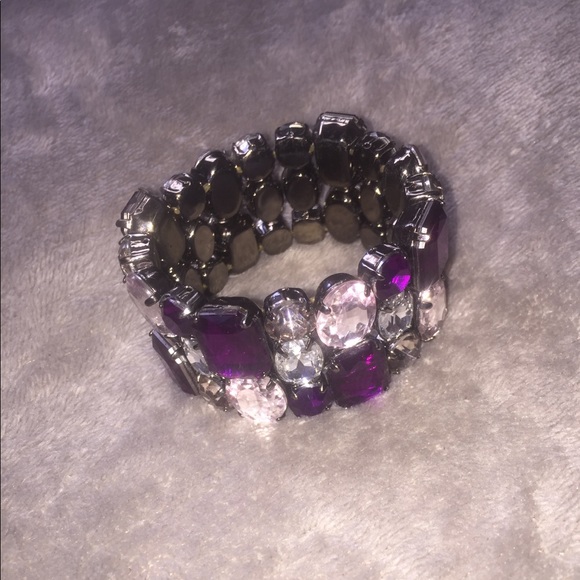 Jewelry | Purple Silver Rhinestone Studded Band | Poshmark